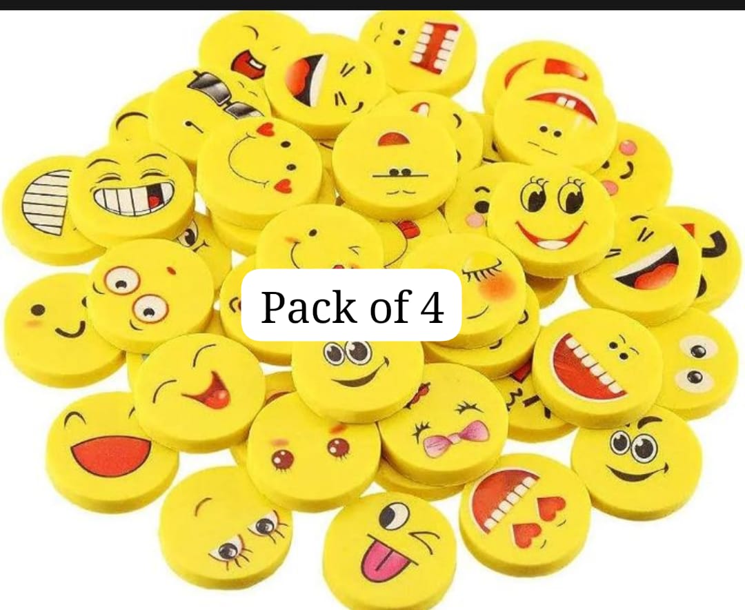 HOT DEALS NO1. 4Pieces Emoji Erasers, Novelty Mini Emoji Smile Laughing ...