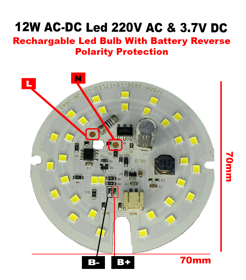 12W AC DC Alpha For LED Bulb, 220V AC And 3.7V DC Rechargeable Lights ...