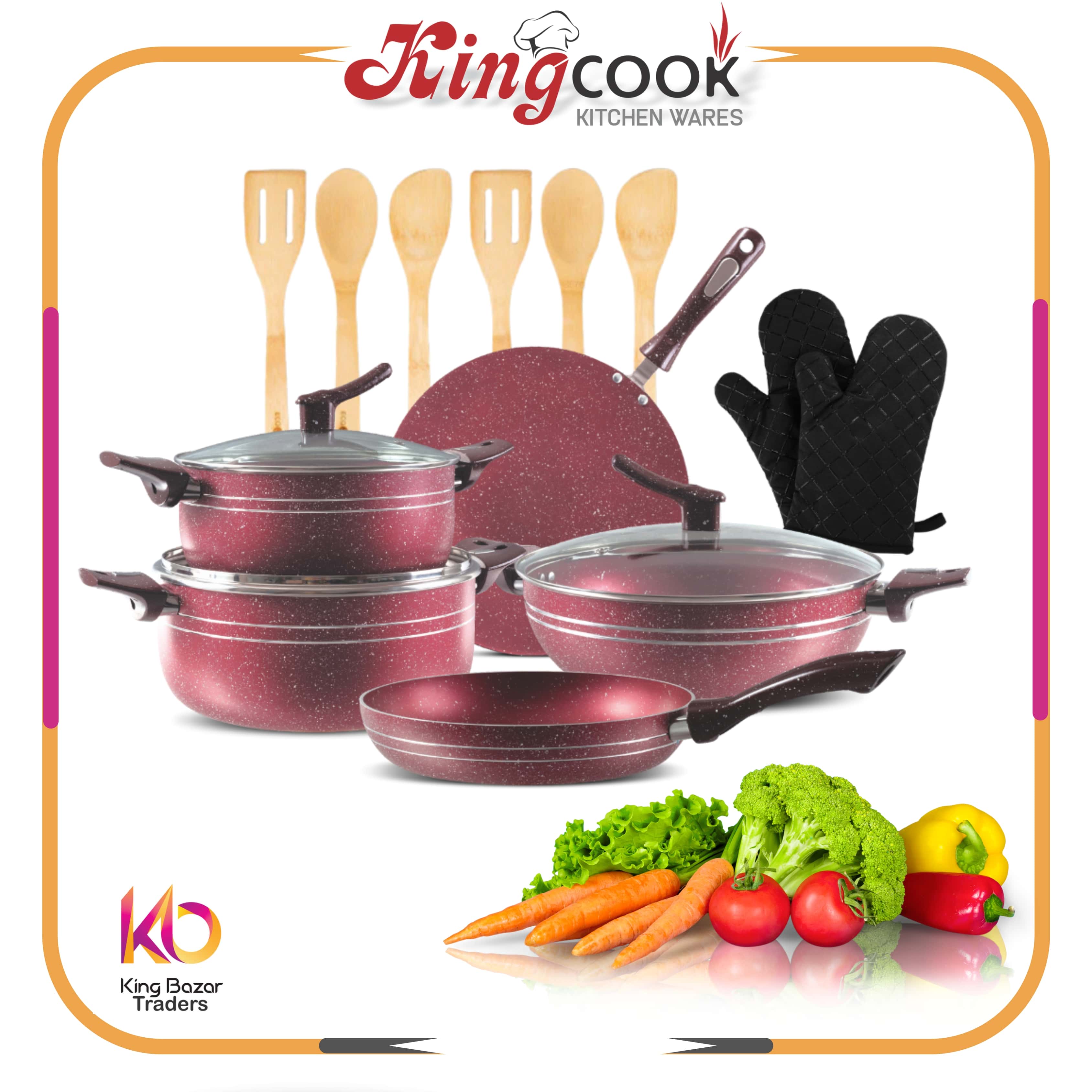 Kitchen Cuisine Double Marble Coated Junior 15 Pcs Set | Premium ...