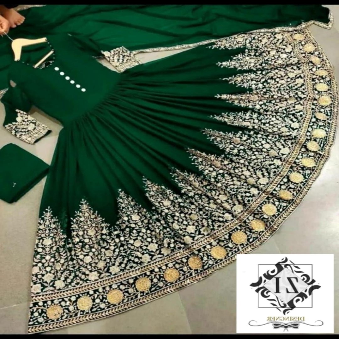 Eid Collection For Women 3pc Chiffon Fully Embroidered Maxi | Daraz.pk