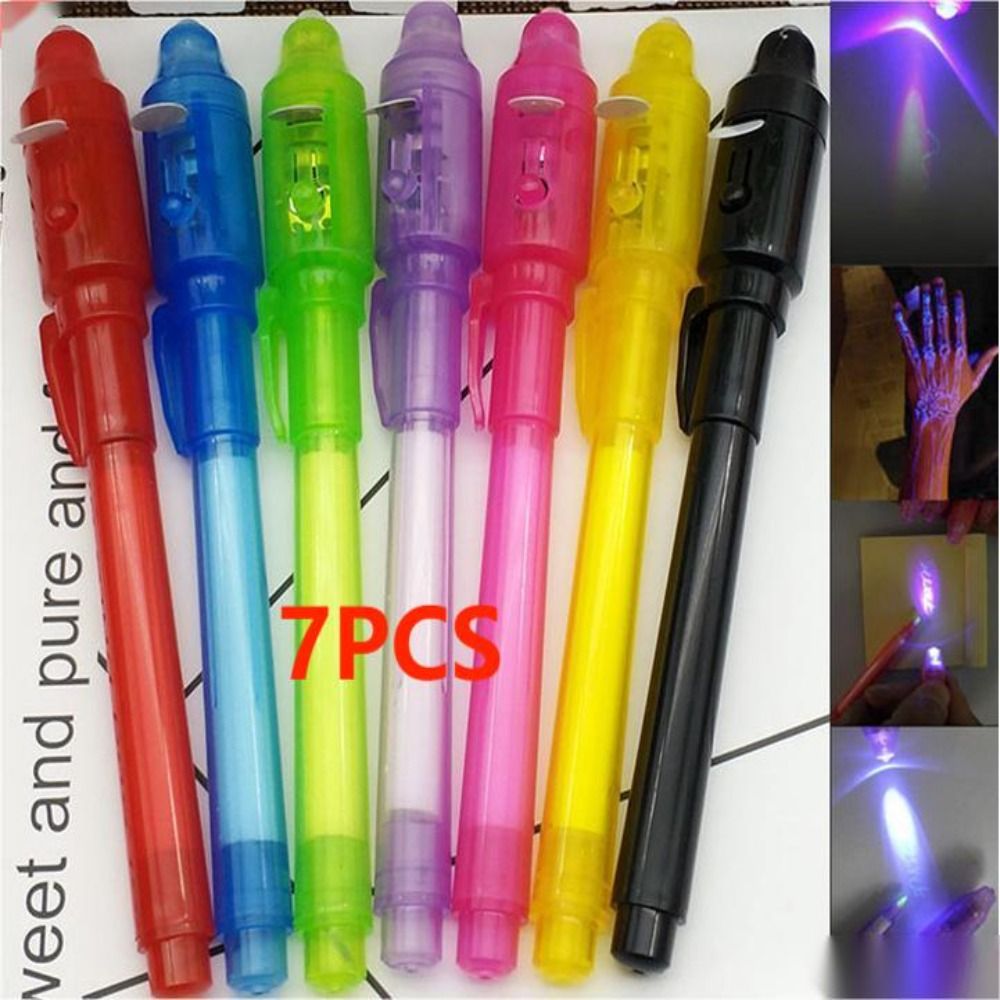 7pcs Funny Safety Colorful Invisible Magic Pencil UV Light Pen ...