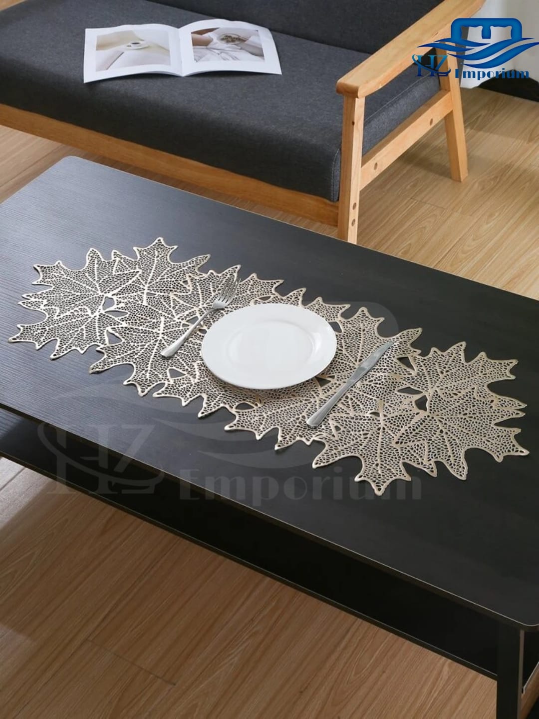 3 Feet Leaf Vinyl Table Runner, Center Table Dressing Table Non-Slip ...