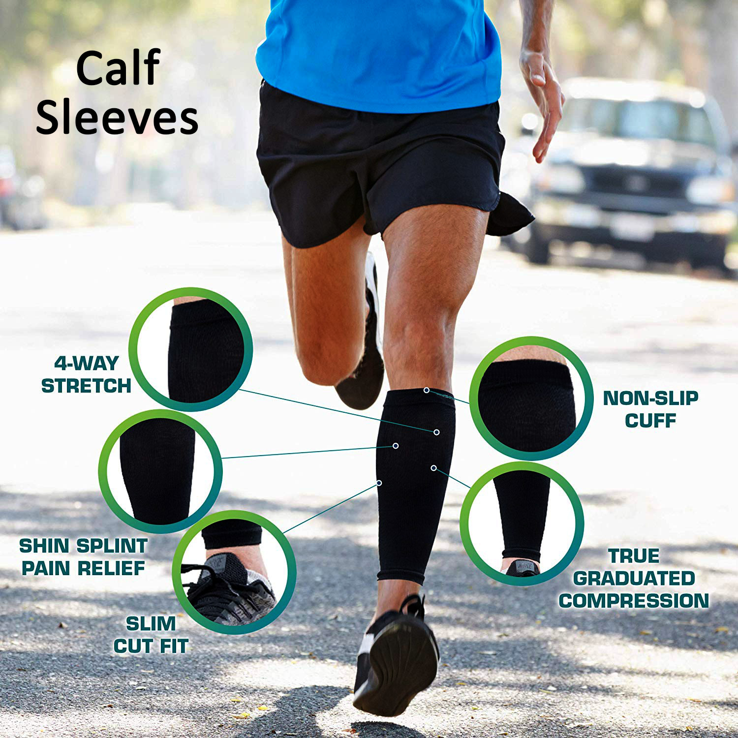 Pair of Calf Compression Sleeve Shin Splint and Leg Compression Sleeves ...
