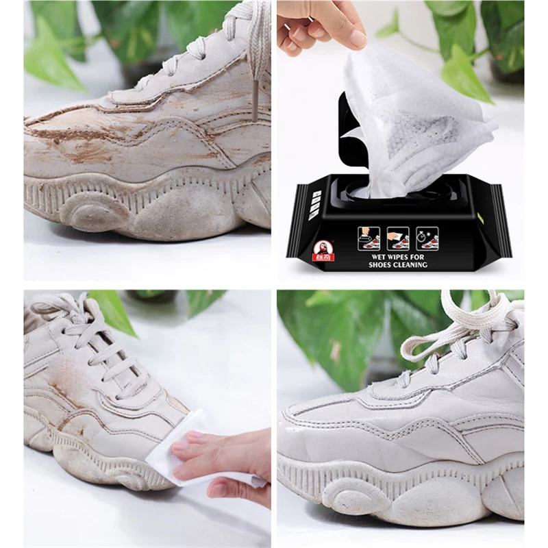 80pcs Disposable Shoes Clean Wipes Portable White Shoes Cleaning Care ...