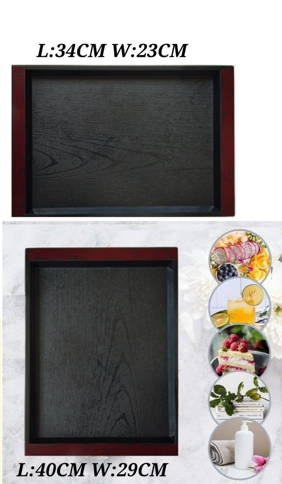 Serving Tray Set of 2 Wooden Texture High Quality Plastic Trays ...