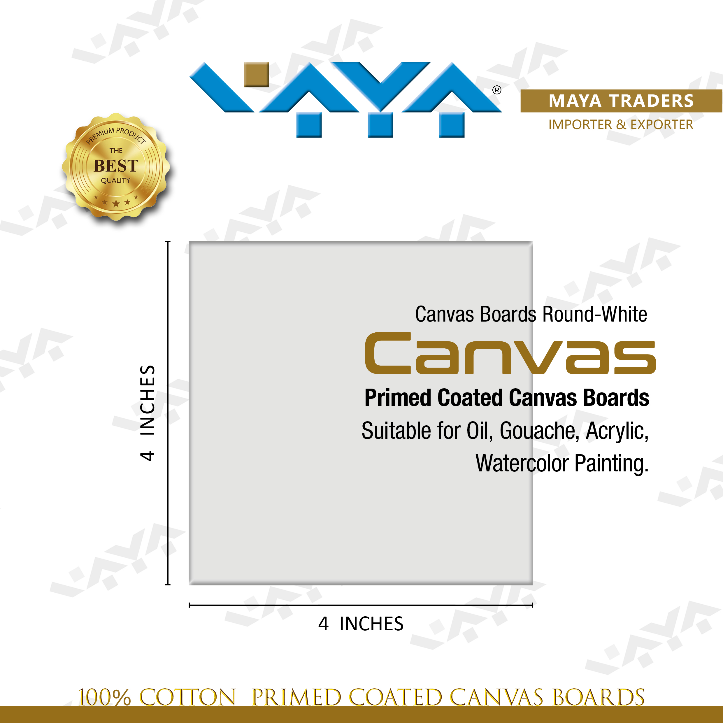 Maya Traders 1 Piece Of 4 X 4 Inches 100% Cotton Primed Stretched ...