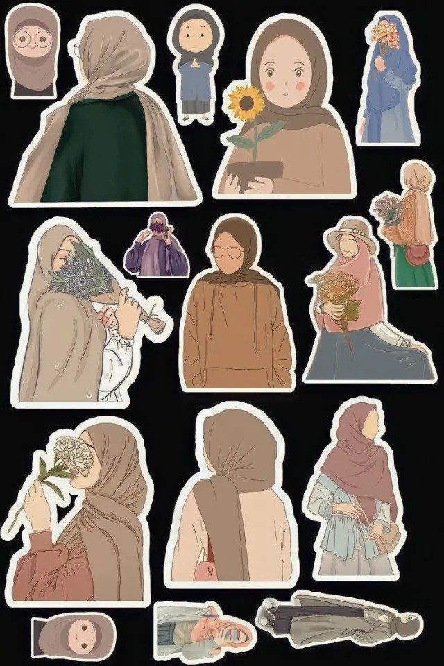 Stickers hijab girl design print uncut pictures customized stickers ...
