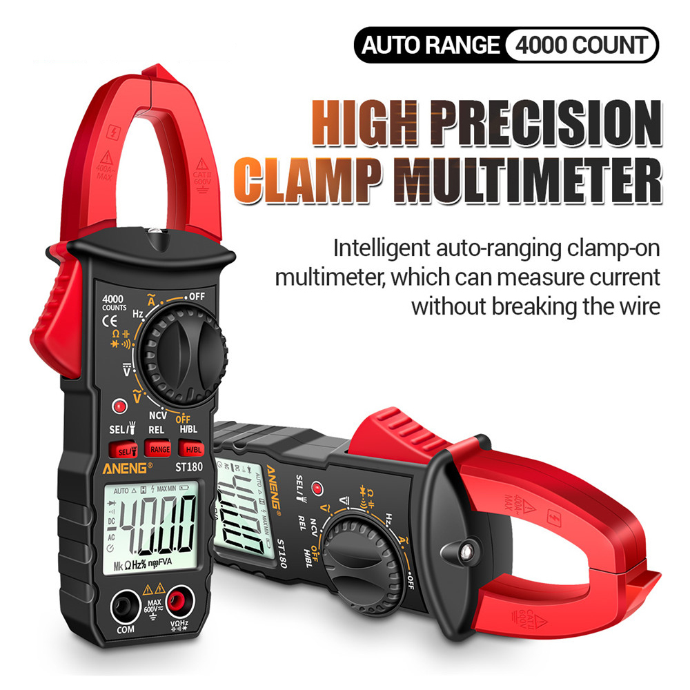 ST180 Digital Clamp Meter Multimeter 4000 Counts Uto AC/DC Current ...