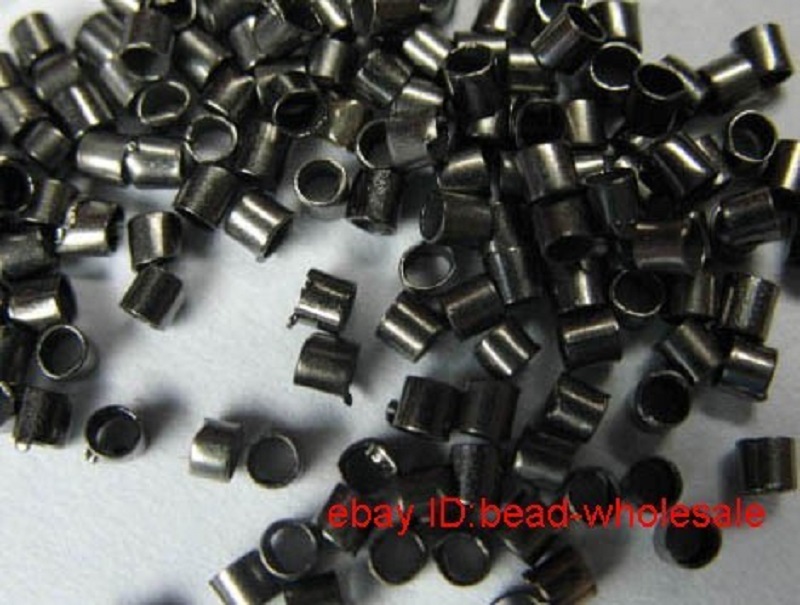500Pcs 1.5/ 2mm Multicolor Metal Tube Crimp End Beads Cylindrical ...