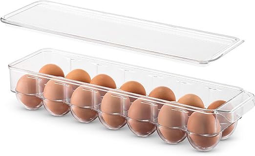 Smart Design Stackable Refrigerator Egg Storage Bin with Handle - 12 ...