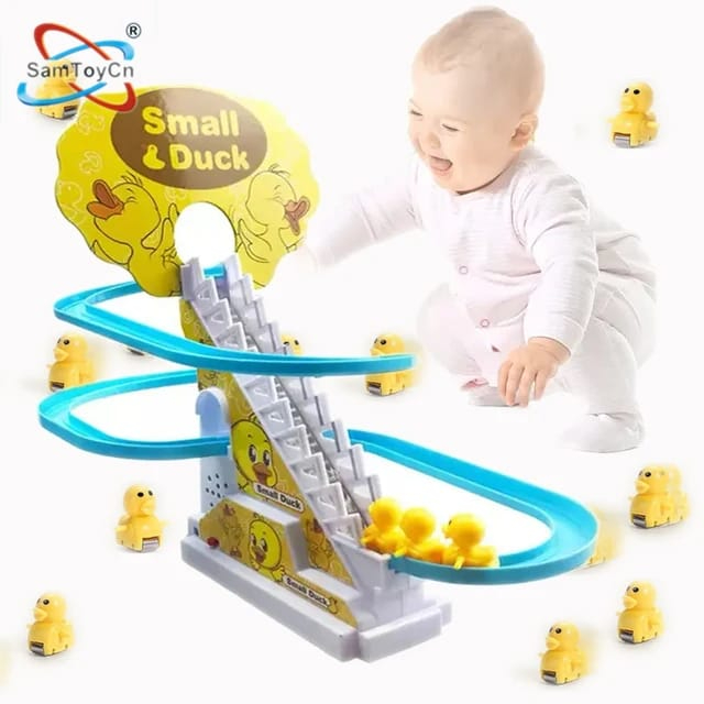 Small Duck Climbing Stairs Toy Electric Ducks Chasing Race Track Game ...