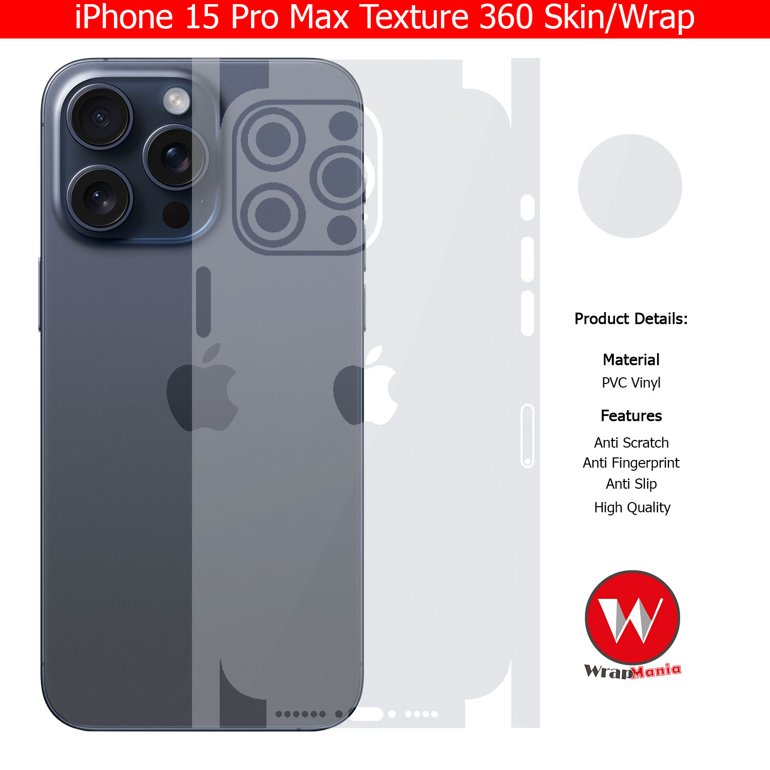 iPhone 15 Pro Max Skin/Wrap 360 Protection Sheet/ Carbon fiber/ Matte ...