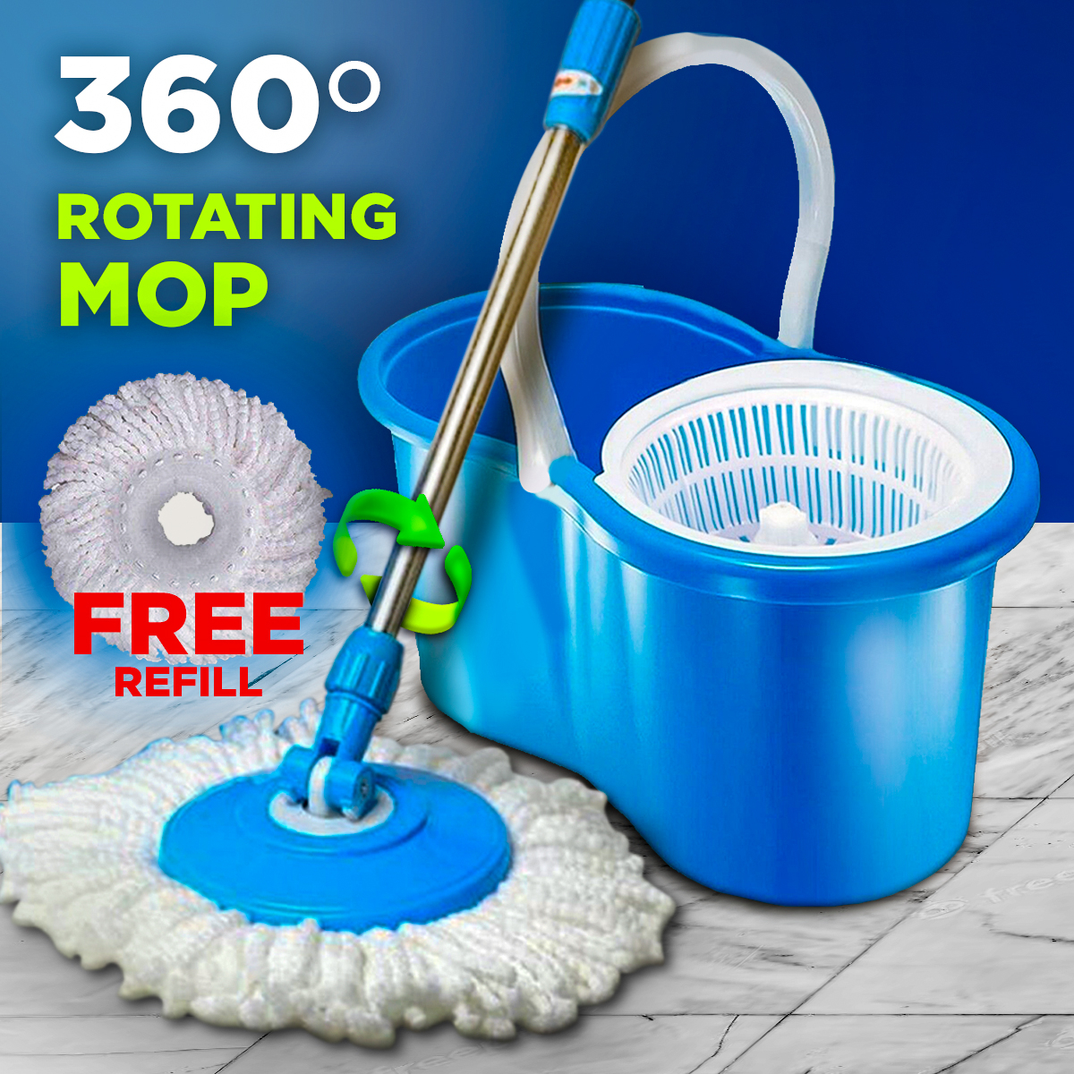 Mop - Mops With Bucket - Spin 360° Rotating Head - Mop For Floor ...
