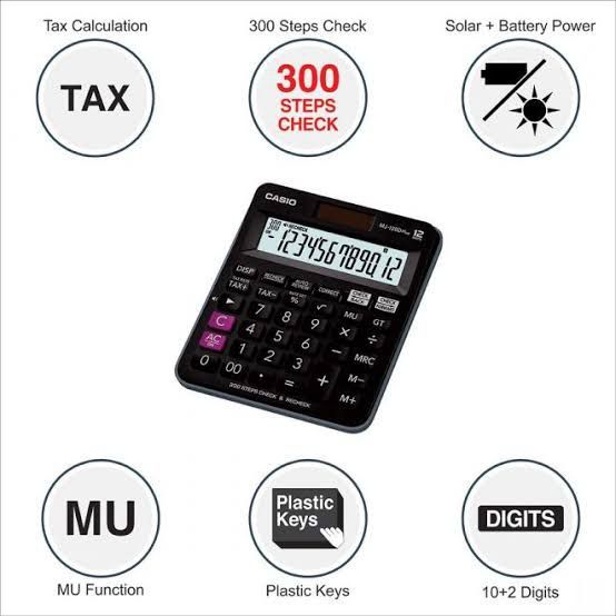 Office Equipment Casio Calculator MJ-100D New Desk Calculator Large Display dual power 10 digit ...
