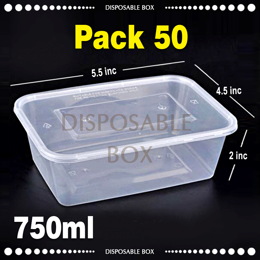 750ml Disposable Food Storage Box, Clear Transparent Plastic, 750ml ...
