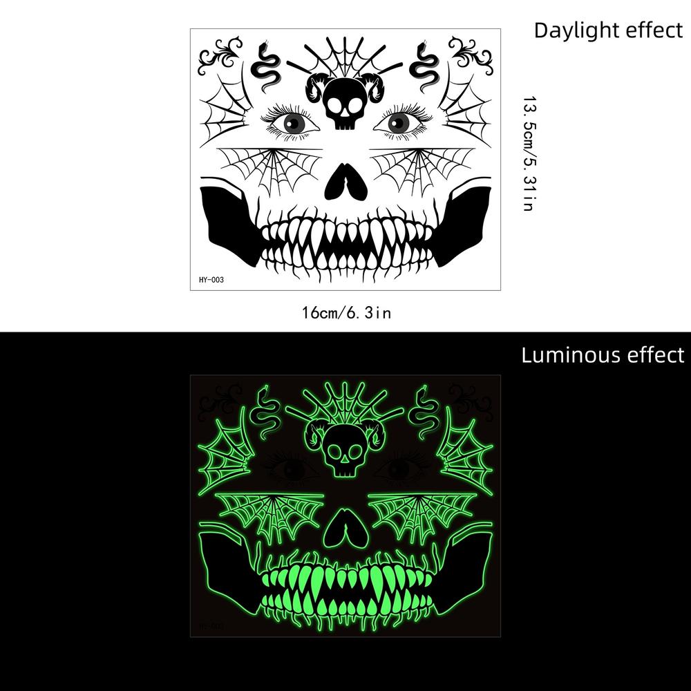 Eerie Scary Face Stickers Glow-In-The-Dark Luminous Halloween Mouth ...