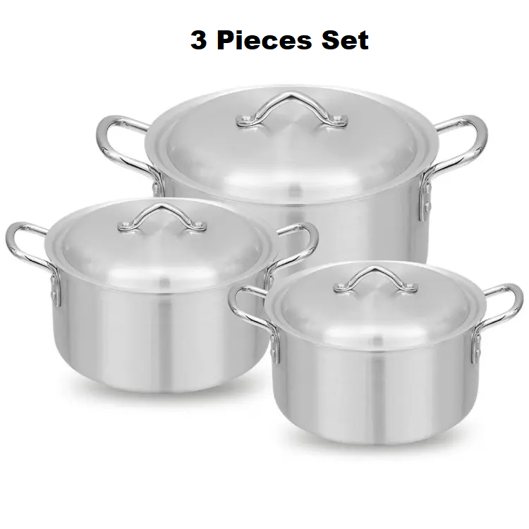 NATIONAL Silver Steel Cooking Pot Set (Pateli) (Degchi) Matel Finished ...
