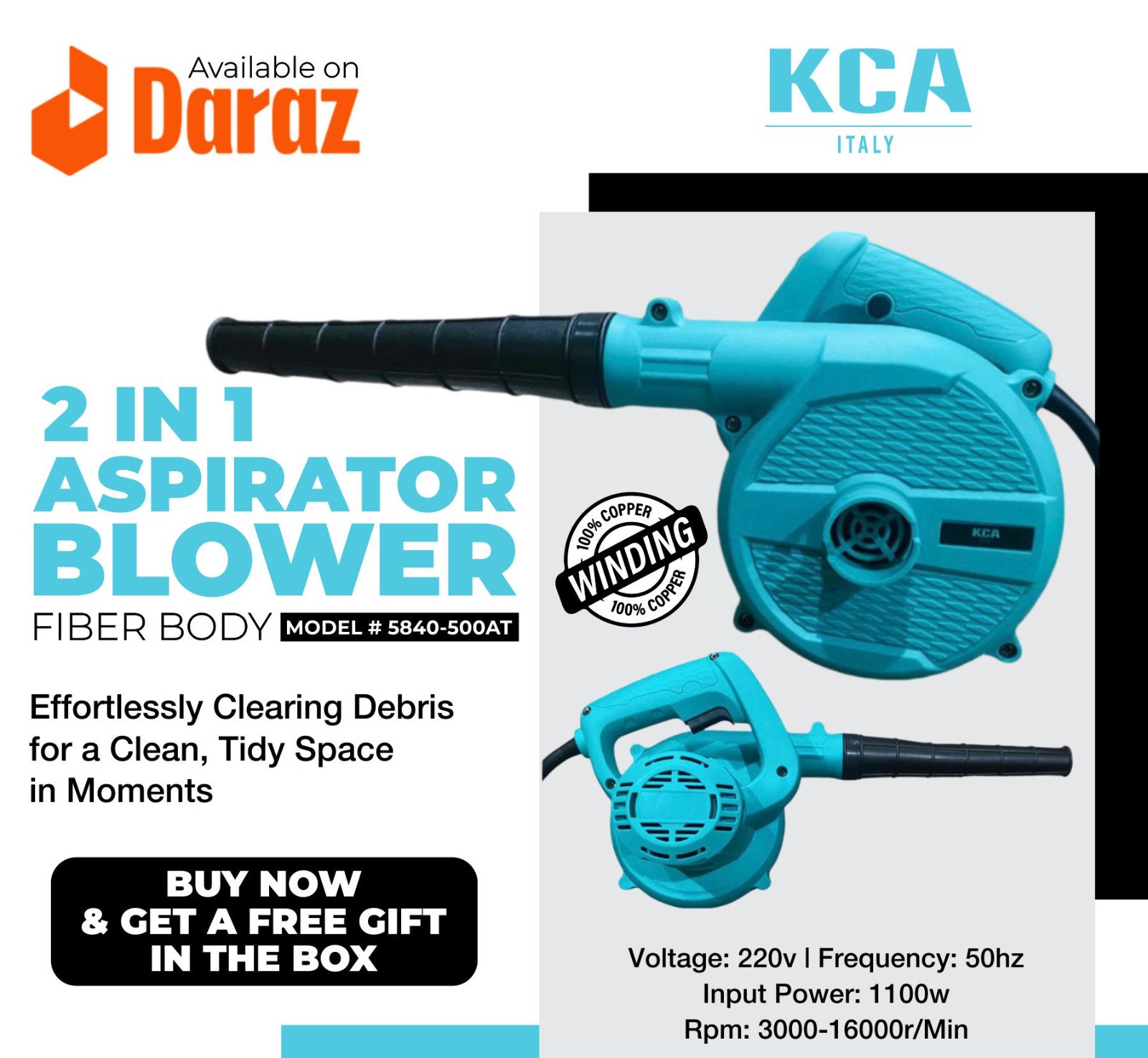KCA ITALY ELECTRIC BLOWER FIBRE 1100W WITH SPEED CONTROL (HIGH QUALITY ...