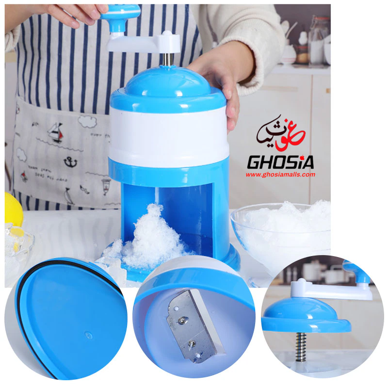 Manual Ice Crusher with Transparent Bowl Household Handheld Snow Gola ...