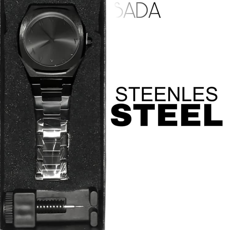 Stainless steel Arabic Black Watch Arabic Dial Aura Watch | Daraz.pk