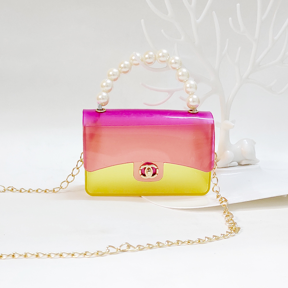 Girls Pearl Handle Mini Size Fiber Transparent Crossbody Bags | Daraz.pk