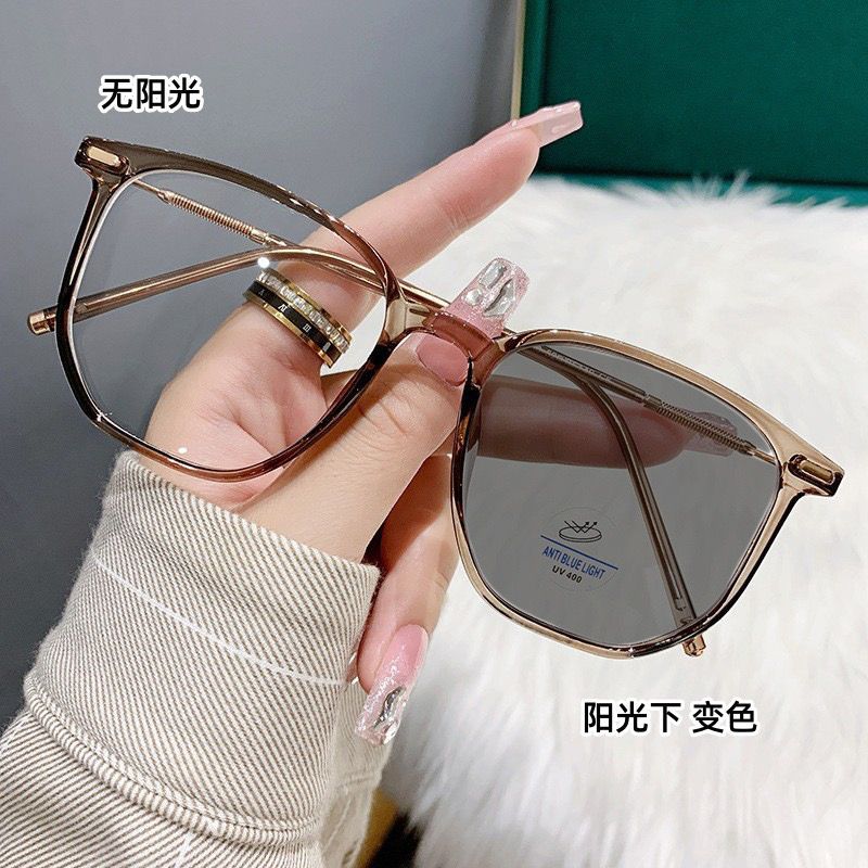 Fashion trendy large-frame color-changing glasses HD color-changing ...