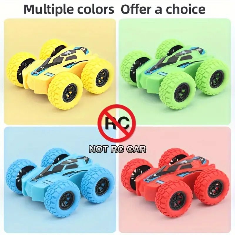 Push and Go Friction Powered 360 Rotating Double Sided Flip 4 Wheel ...