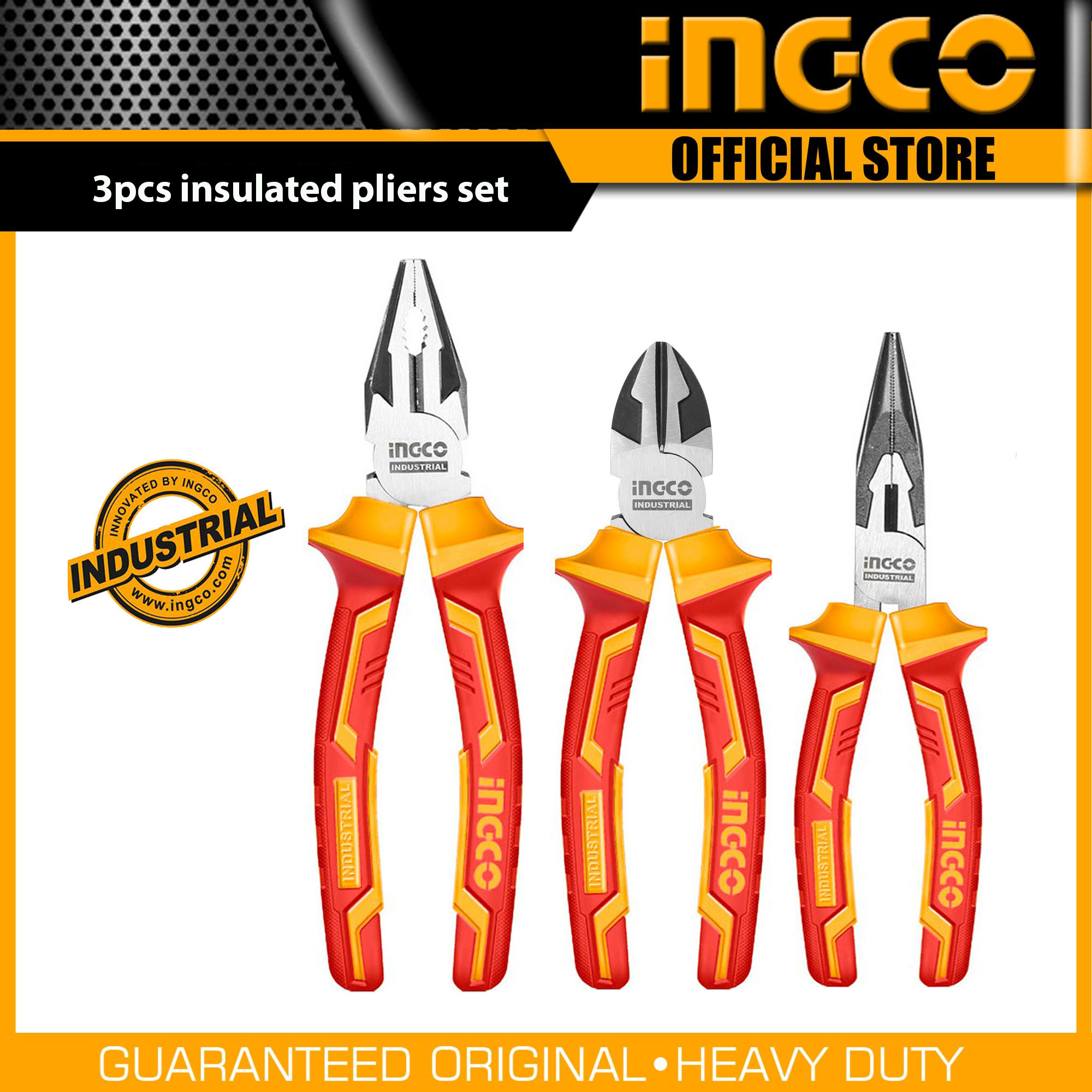 Ingco Industrial 3 Pcs Insulated Pliers Set | Daraz.pk