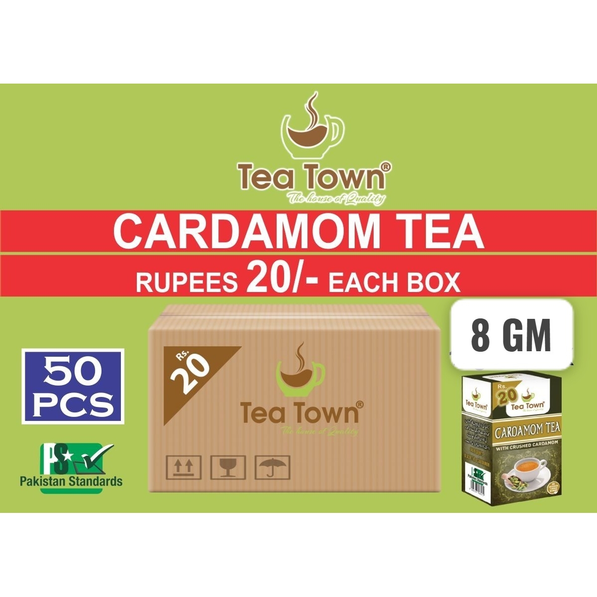 Tea Town Cardamom Tea 8 Gram Box (Pack Of 50) | Daraz.pk