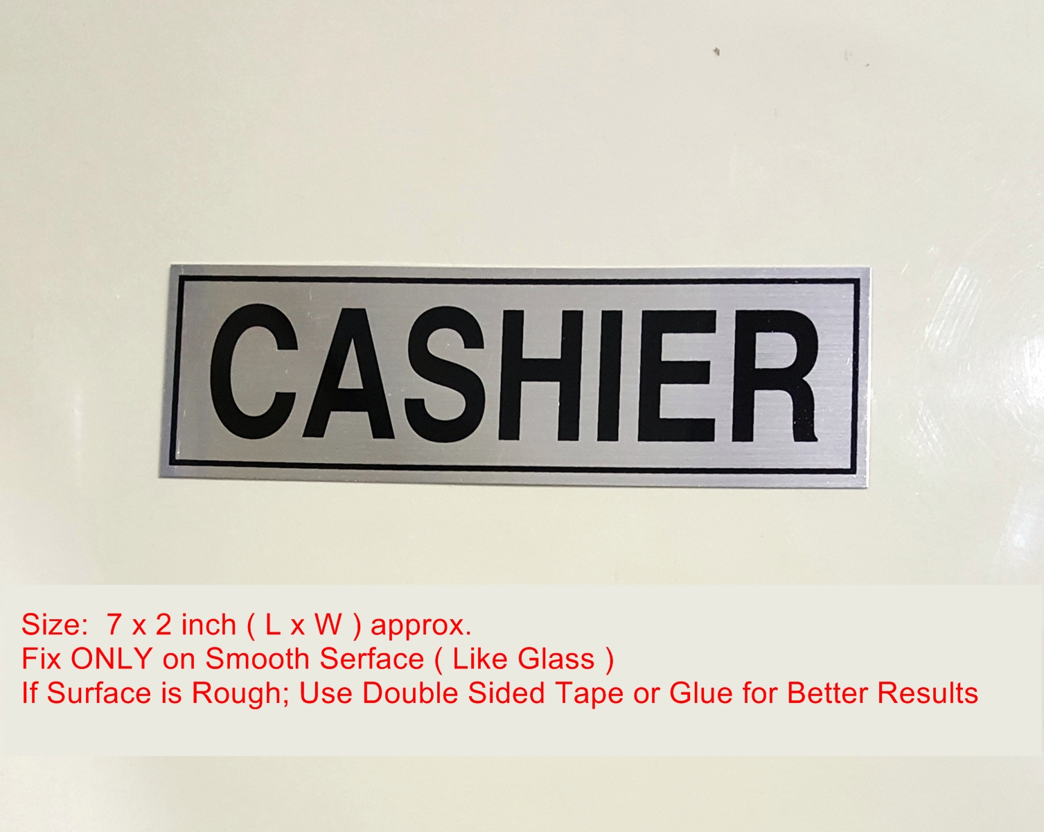 (1 or 2 Piece) CASHIER Name Plate - Imported Self-Adhesive Aluminum ...