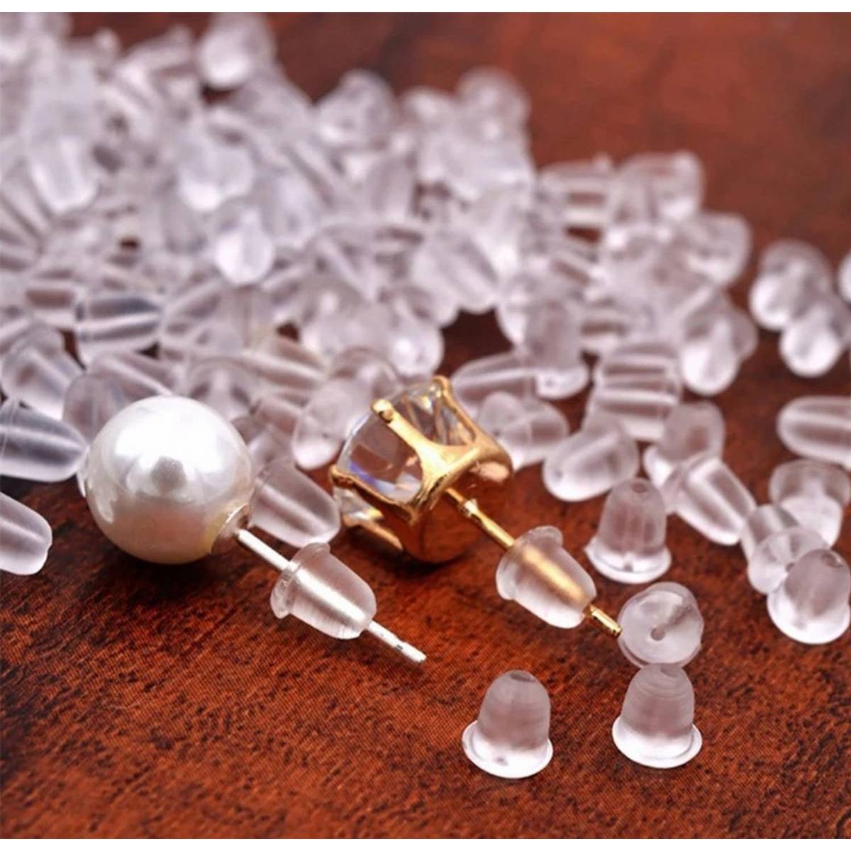 200pcs/lot Earrings Jewelry Accessories Rubber Back Silicone Round Ear ...