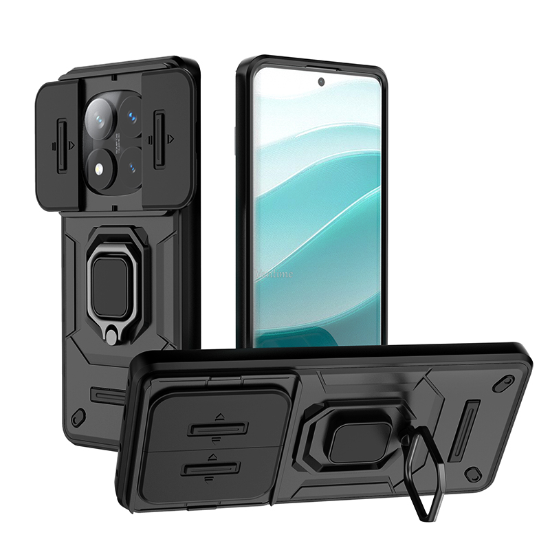 Vantime for Xiaomi Redmi Note 14 Pro+ Plus 5G Hard Case Sliding Lens Protector Stand Back Cover ...