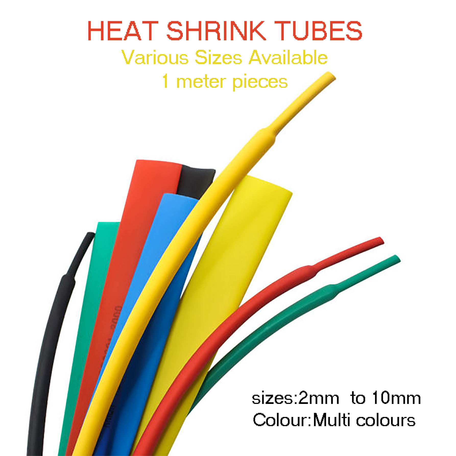 Heat Shrink tubes 1 meter piece in multiple colors for handfree and USB ...