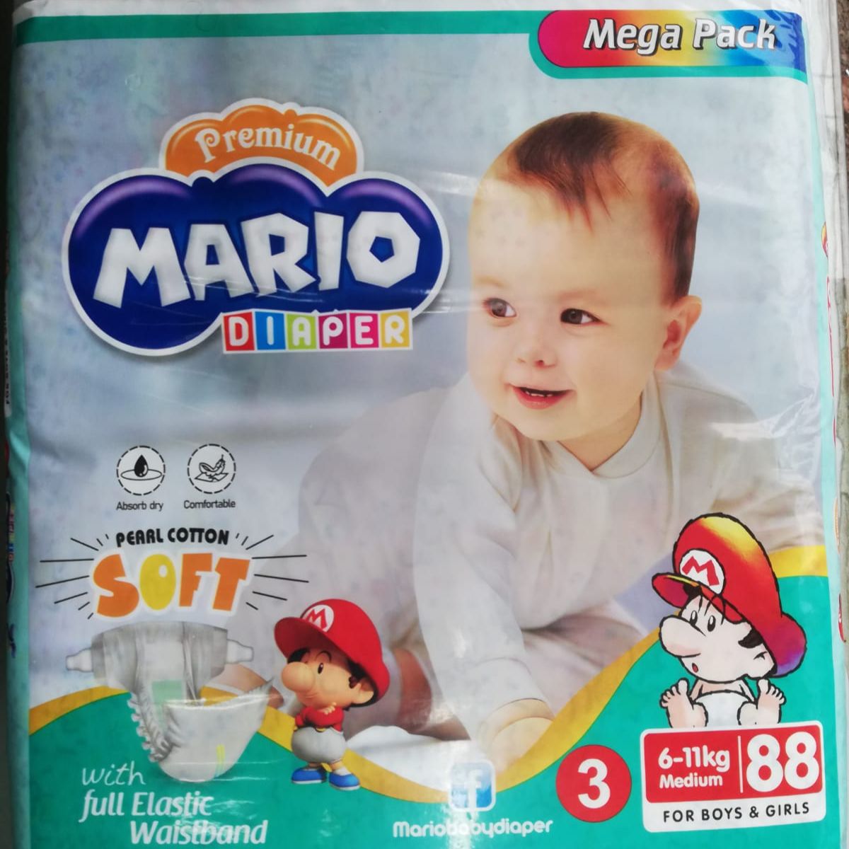 MARIO BABY DIAPER SIZE-3 MEDIUM 6-11KG (88 PCS PACK) | Daraz.pk