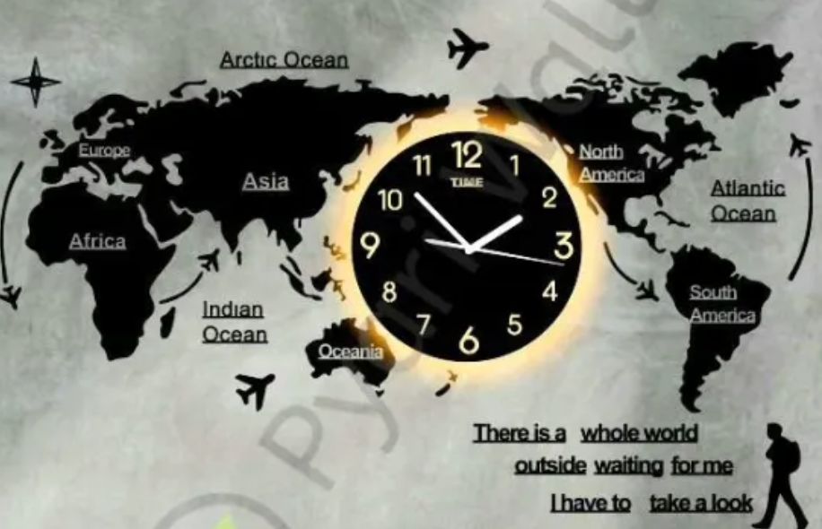 Inside Decors World Map Decorative 36 to 56 Inch Wooden Wall Clock ...