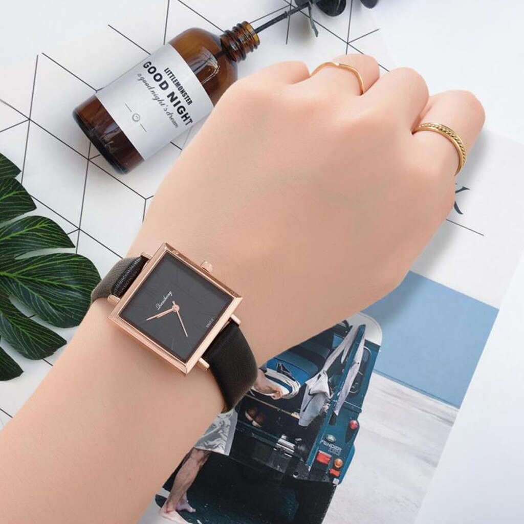 Square Head Pu Strap Ladies Decorative Watch Watches For Women | Daraz.pk