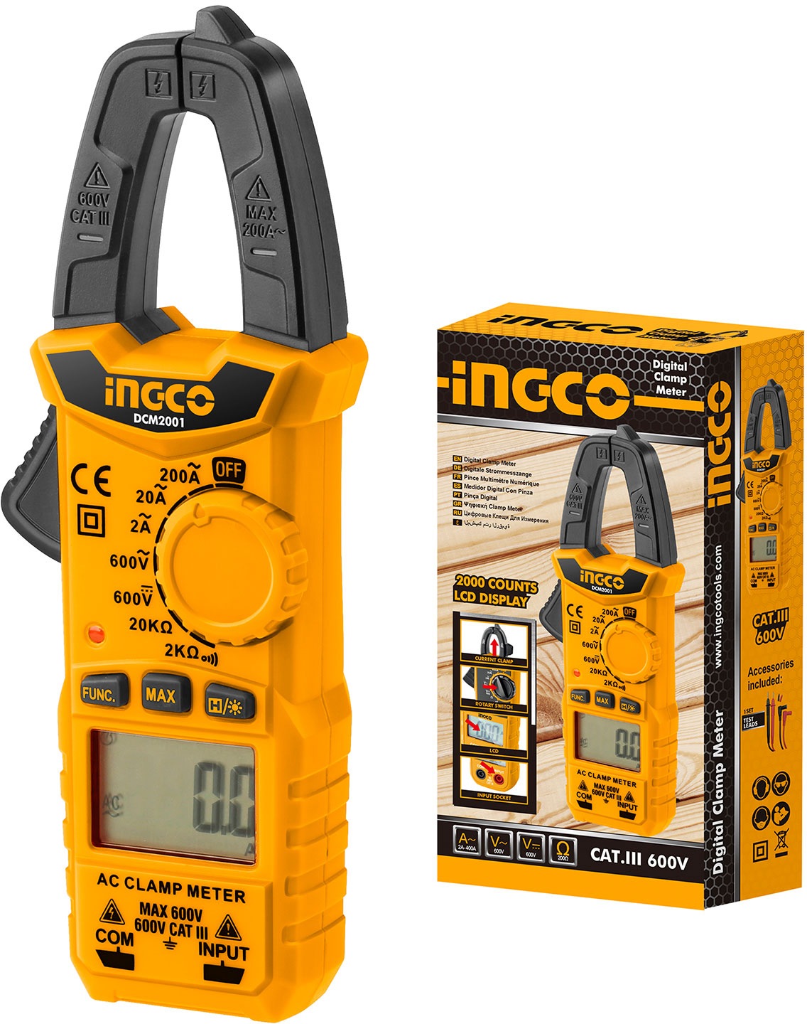 INGCO Digital AC clamp meter 2000 Counts display Auto power off | Daraz.pk