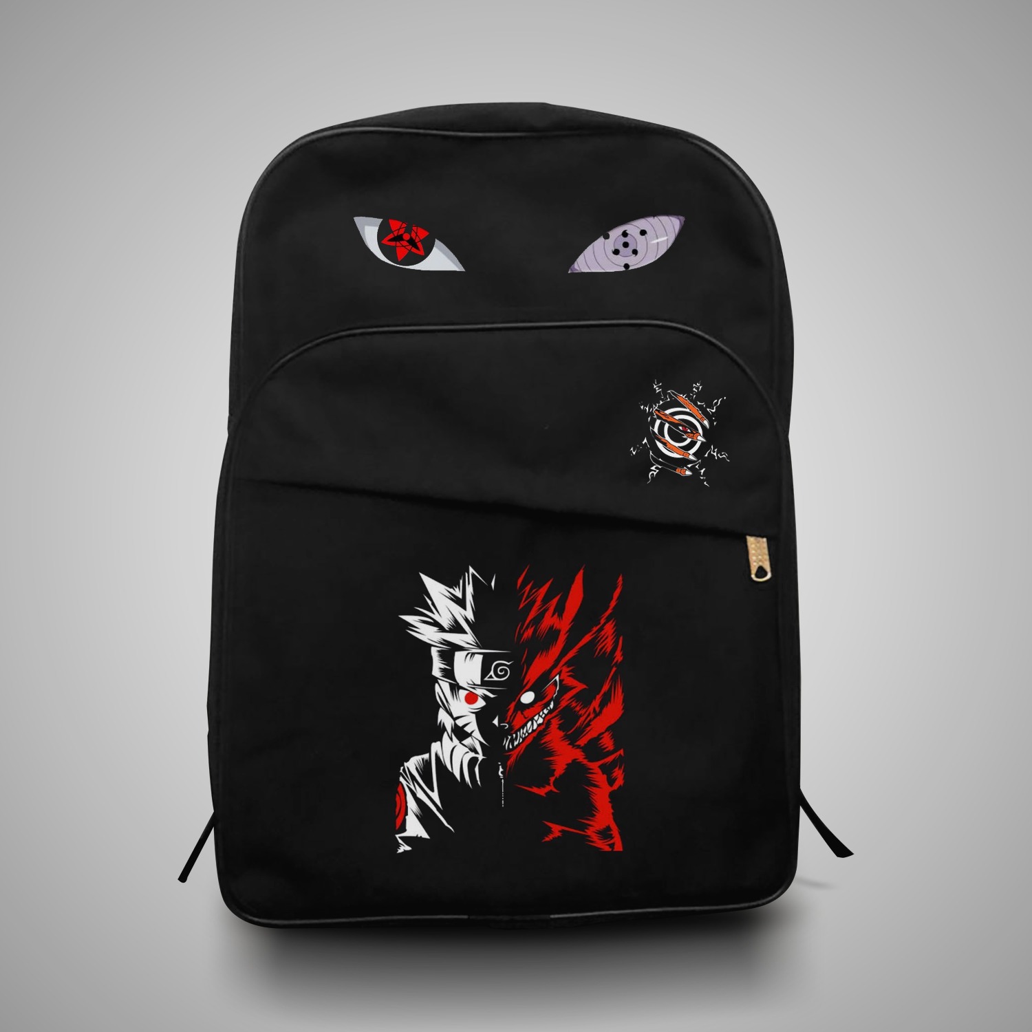 Naruto Backpack Anime Ninja Logo Design Bag with Dual Partition Premium ...