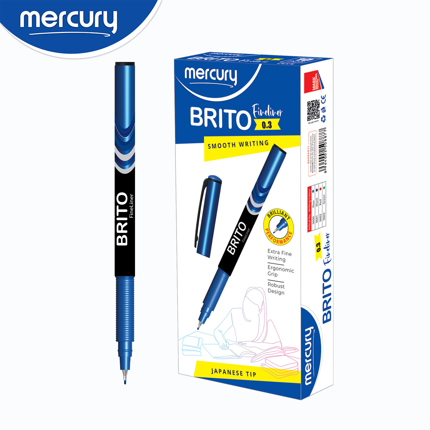 Brito Fineliner 0.3mm (10 Pens Pack) Pointer Pen - Art Pen - School Pen ...