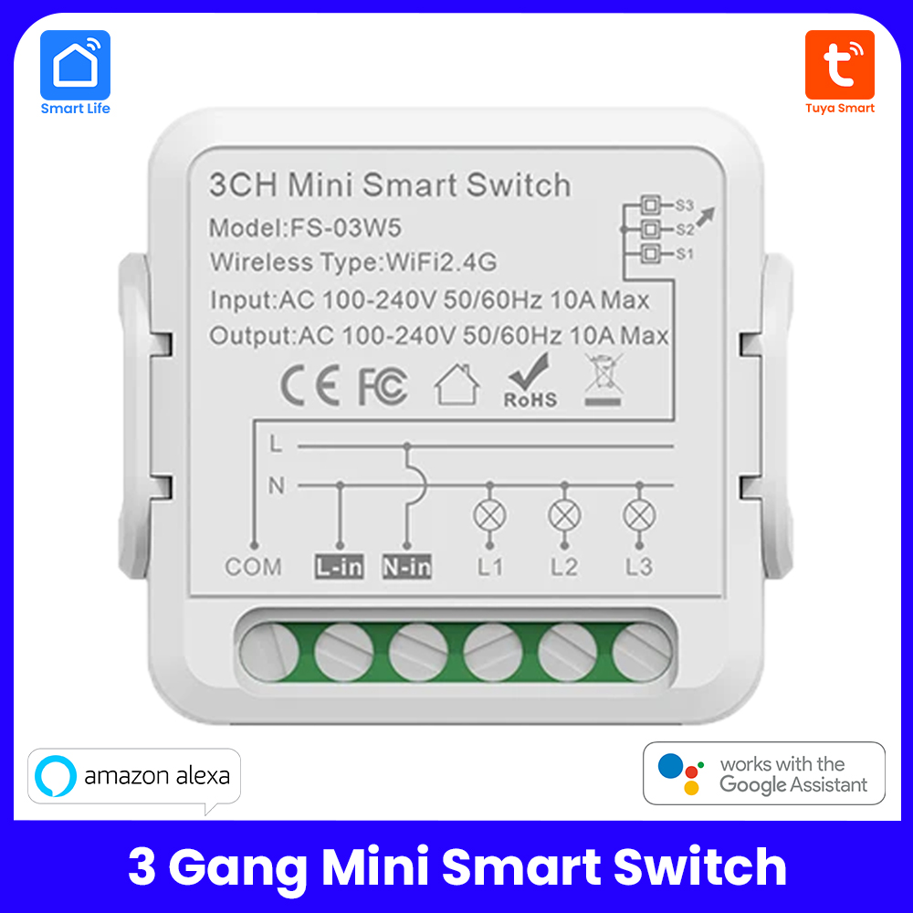 Tuya Smart WiFi Touch Switch 1 2 3 4 Gang - Two Way Compatible Wall ...