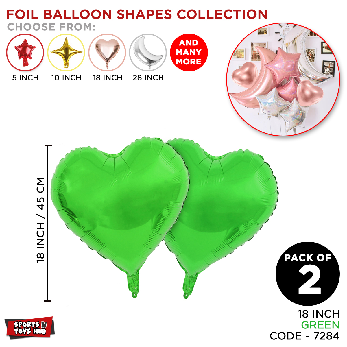 Foil Balloons Shape Collection Heart, Star & Four Point Star, Moon Foil ...