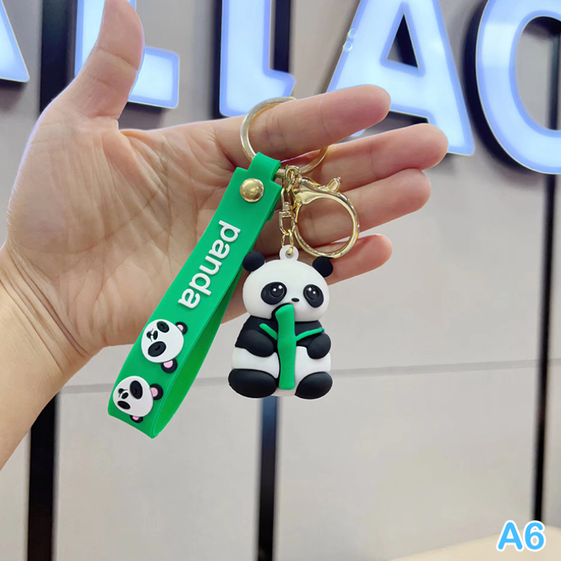 Cute Panda Cartoon Keychain Kawaii Animal Pendant Keyring Bag Charm Car ...