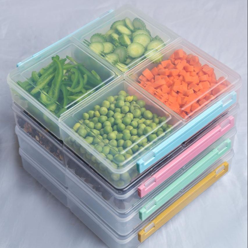 4 Grid Airtight Freezer Box With Lid & Lock | Clear Storage Box ...