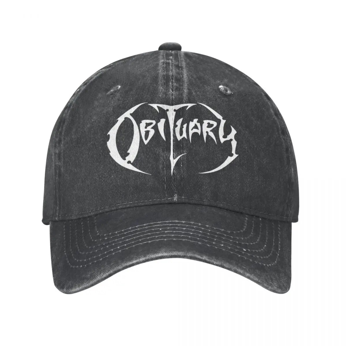 Vintage White Obituary Logo Death Metal Baseball Cap Men Distressed ...