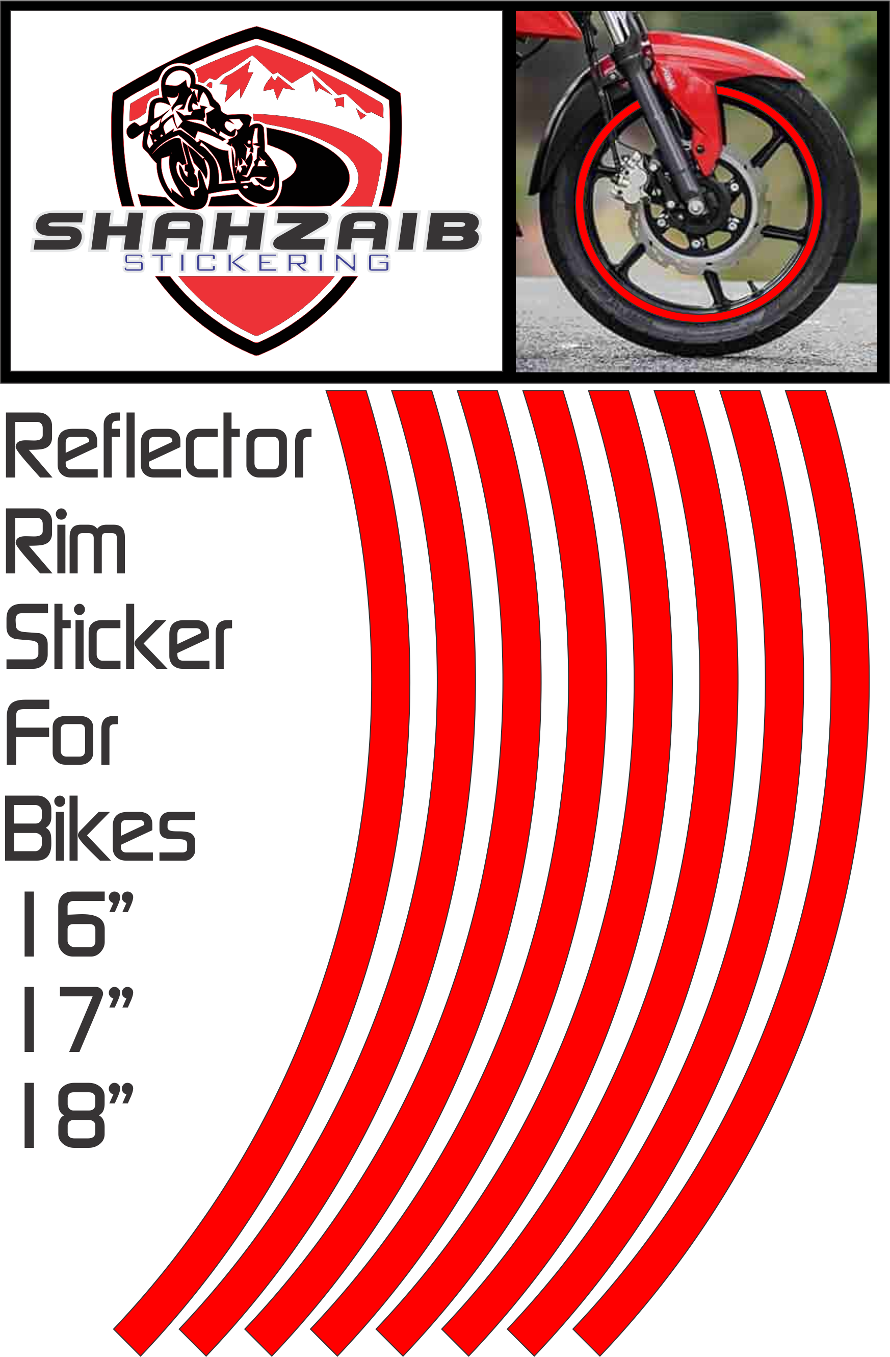 WHEELS RIMS Stick.er for All Bikes 17" 18" | Daraz.pk