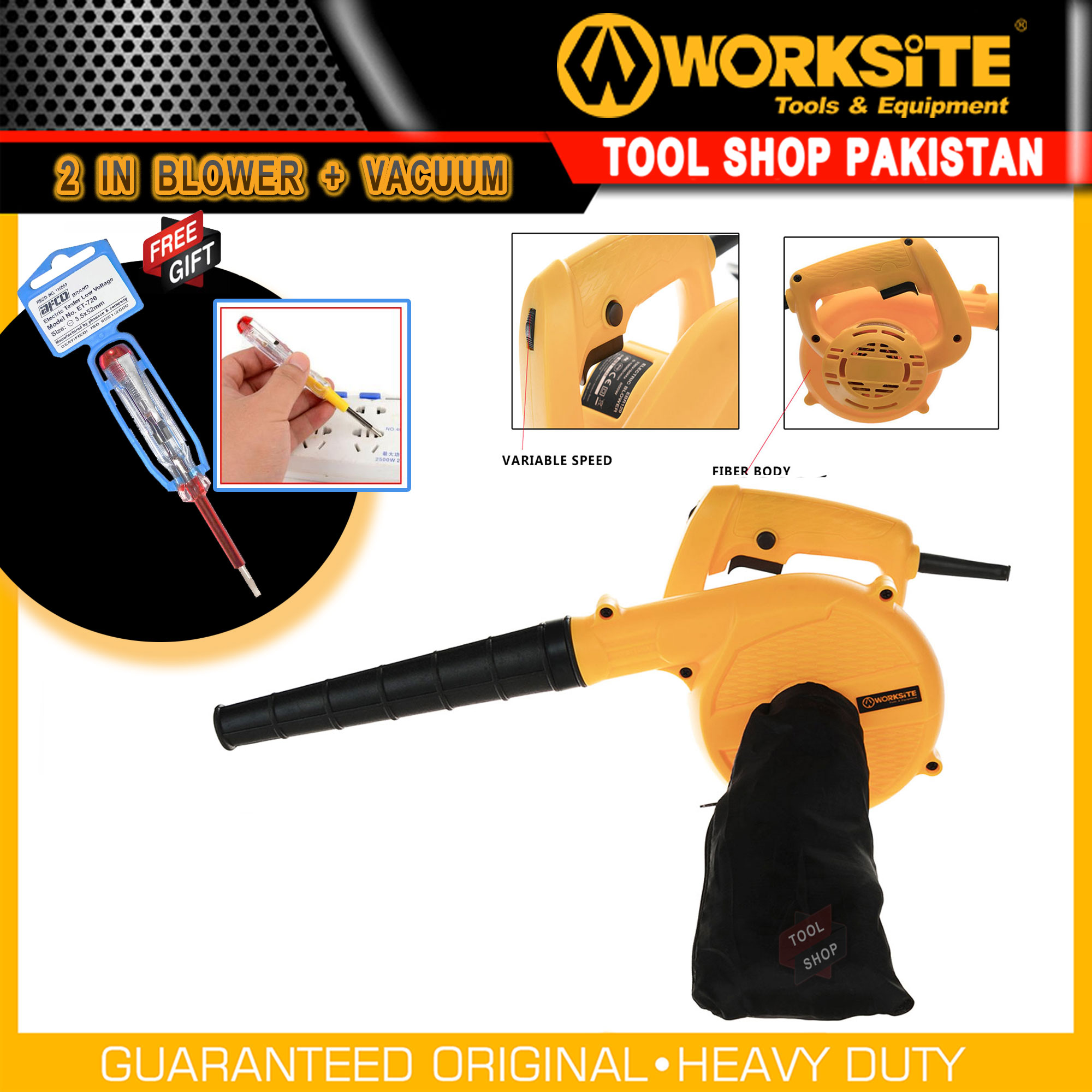Worksite 2 IN 1 Blower and Dust Vacuum Cleaner Electric Blower 600W ...