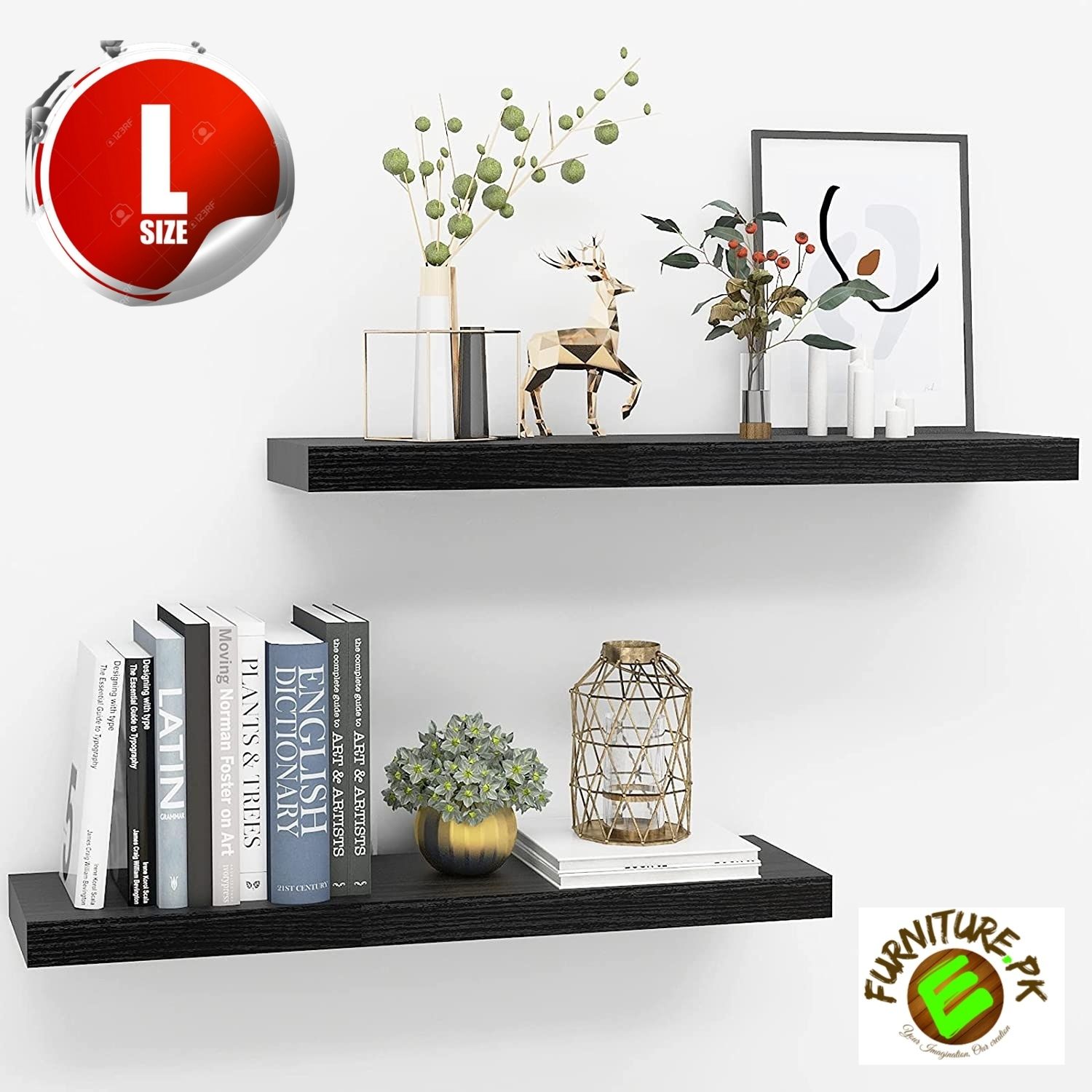Set Of 2 Large ( 20 inch x 5 inch) Cute Floating Wall Shelves By ...