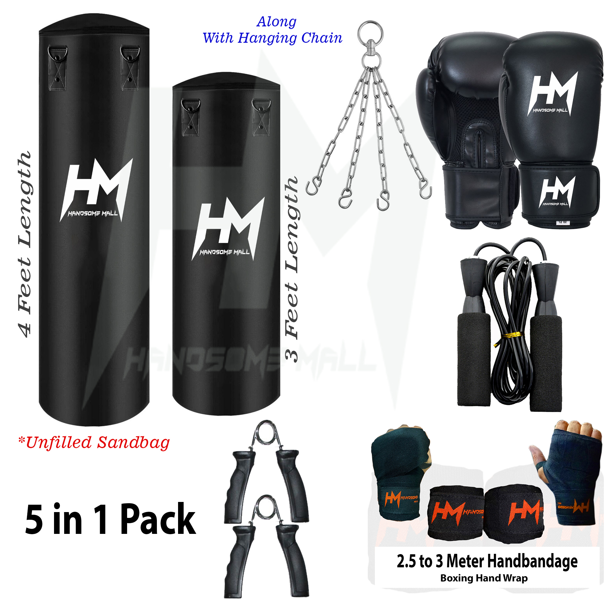 MMA Boxing Bag full kit Set Punching Bag with chain for adults Boys ...