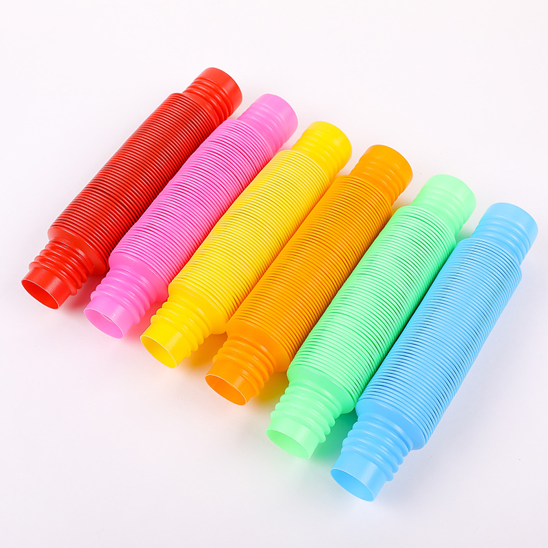 Cross-border pop tube children's sensory color stretch plastic tube ...