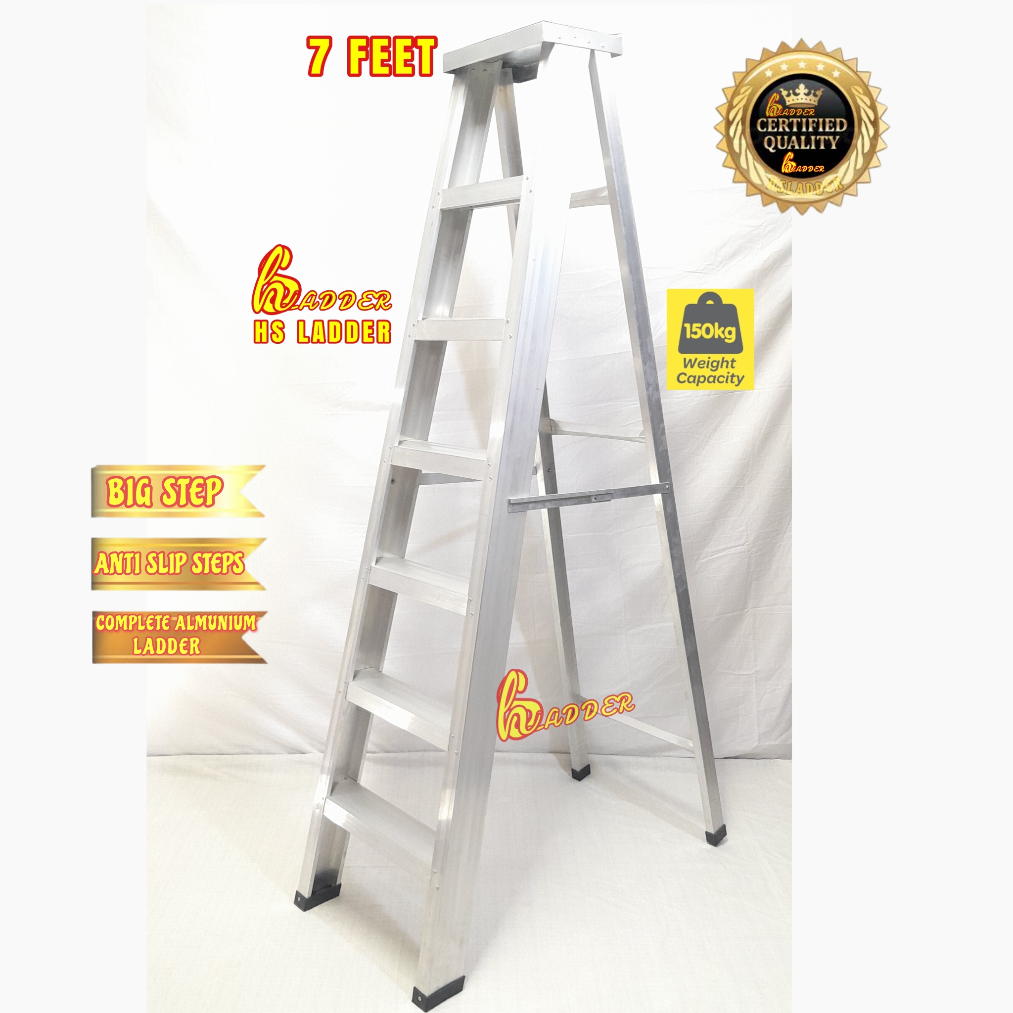 Step Ladder Almunium Big Step Foldable Stairs 7 Feet Height Light ...